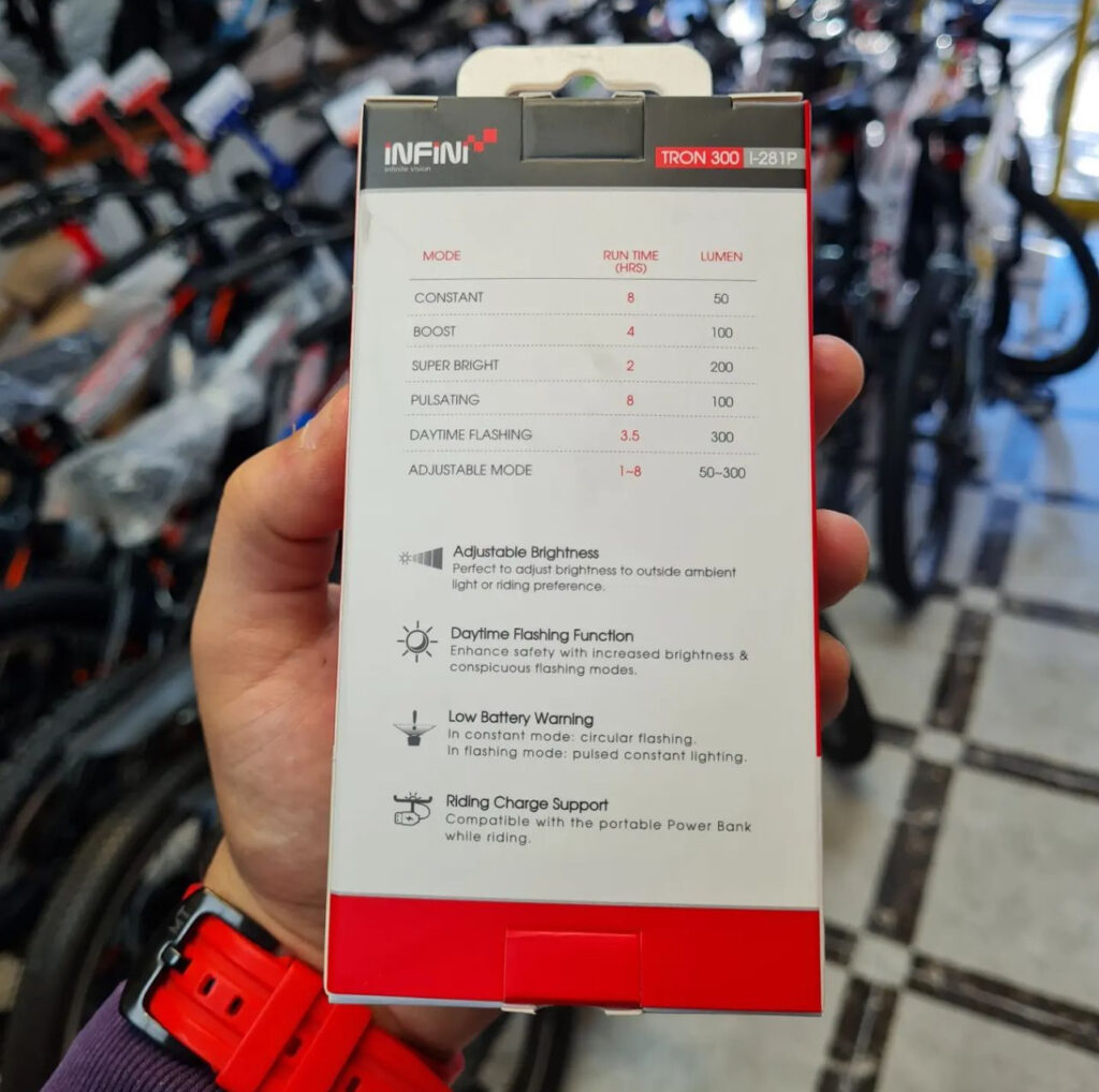 خرید چراغ جلو دوچرخه اینفینی INFINI لومن مدل I-281P TRON 300 | روشنایی حرفه‌ای برای دوچرخه‌سواری ...